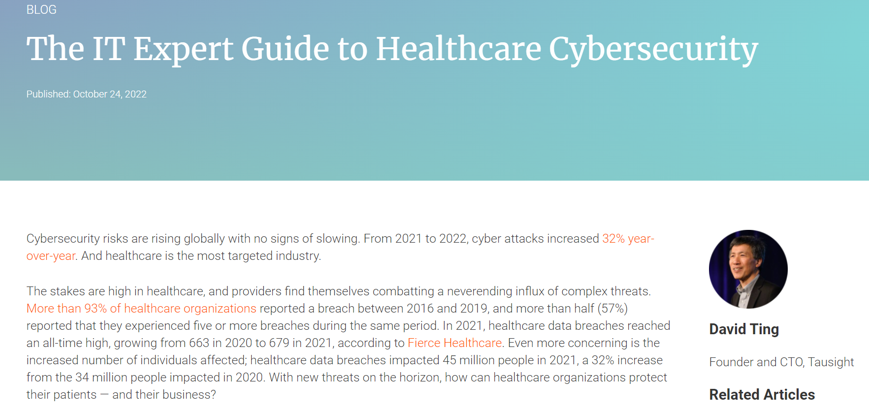 The IT Expert Guide to Healthcare Cybersecurity - Tausight The IT Expert Guide to Healthcare Cybersecurity - Tausight